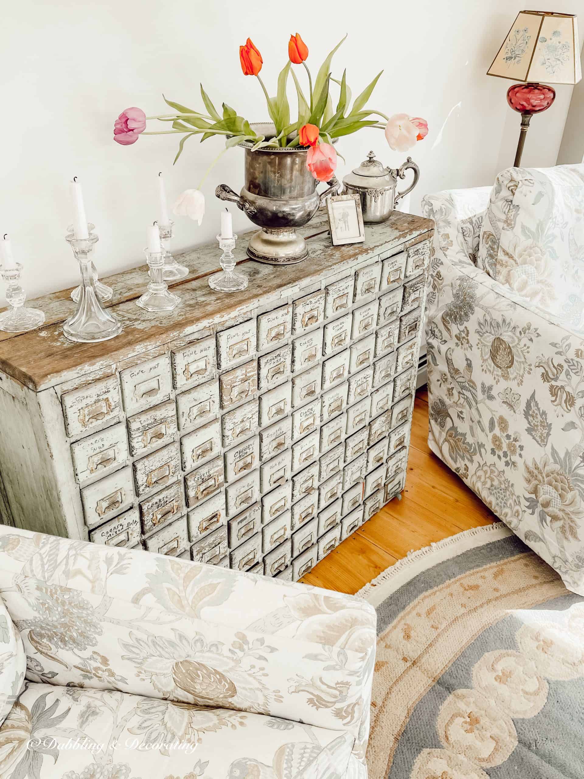 Green Chippy Apothecary Cabinet | Dabbling & Decorating