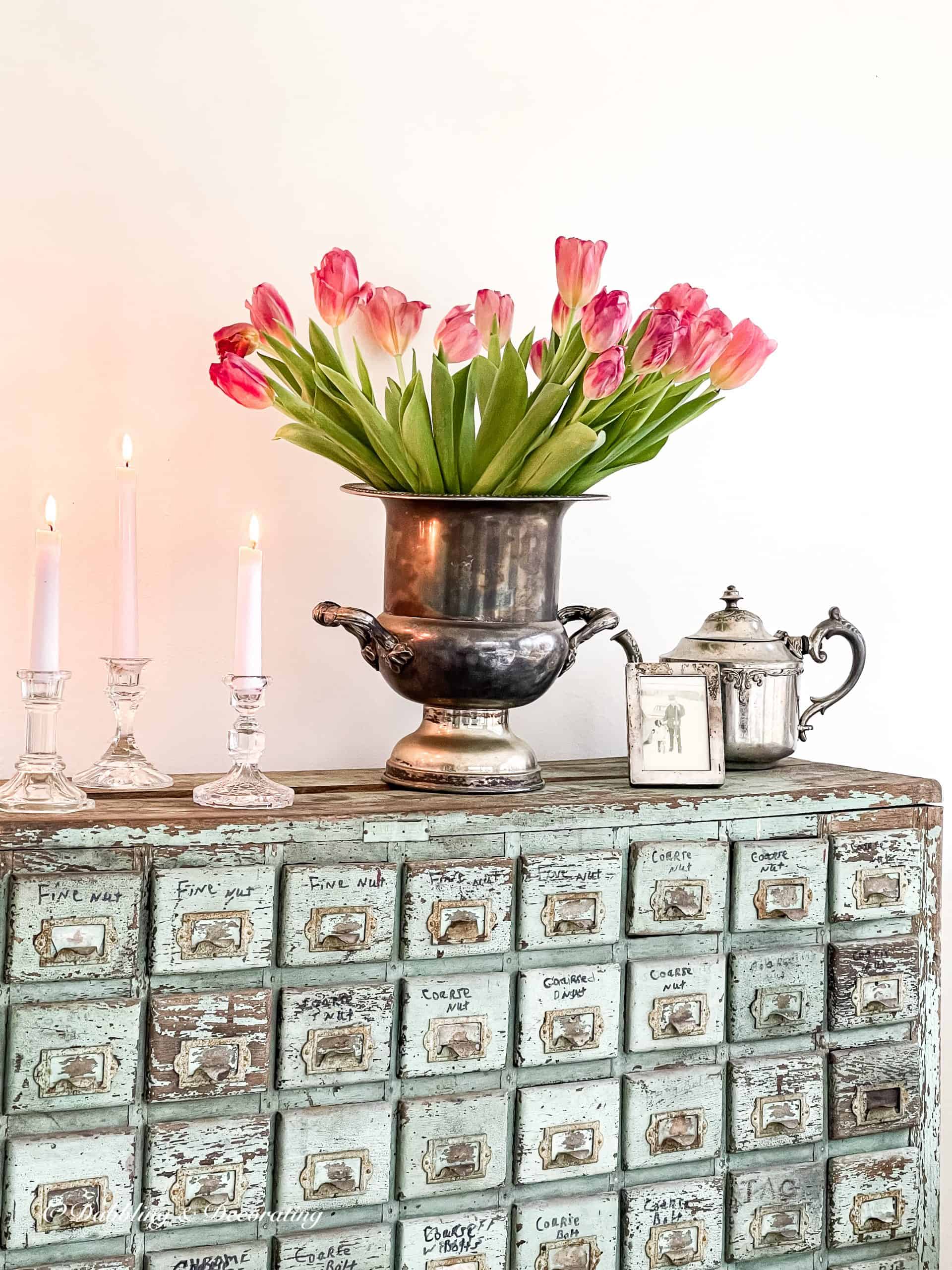 Green Chippy Apothecary Cabinet | Dabbling & Decorating