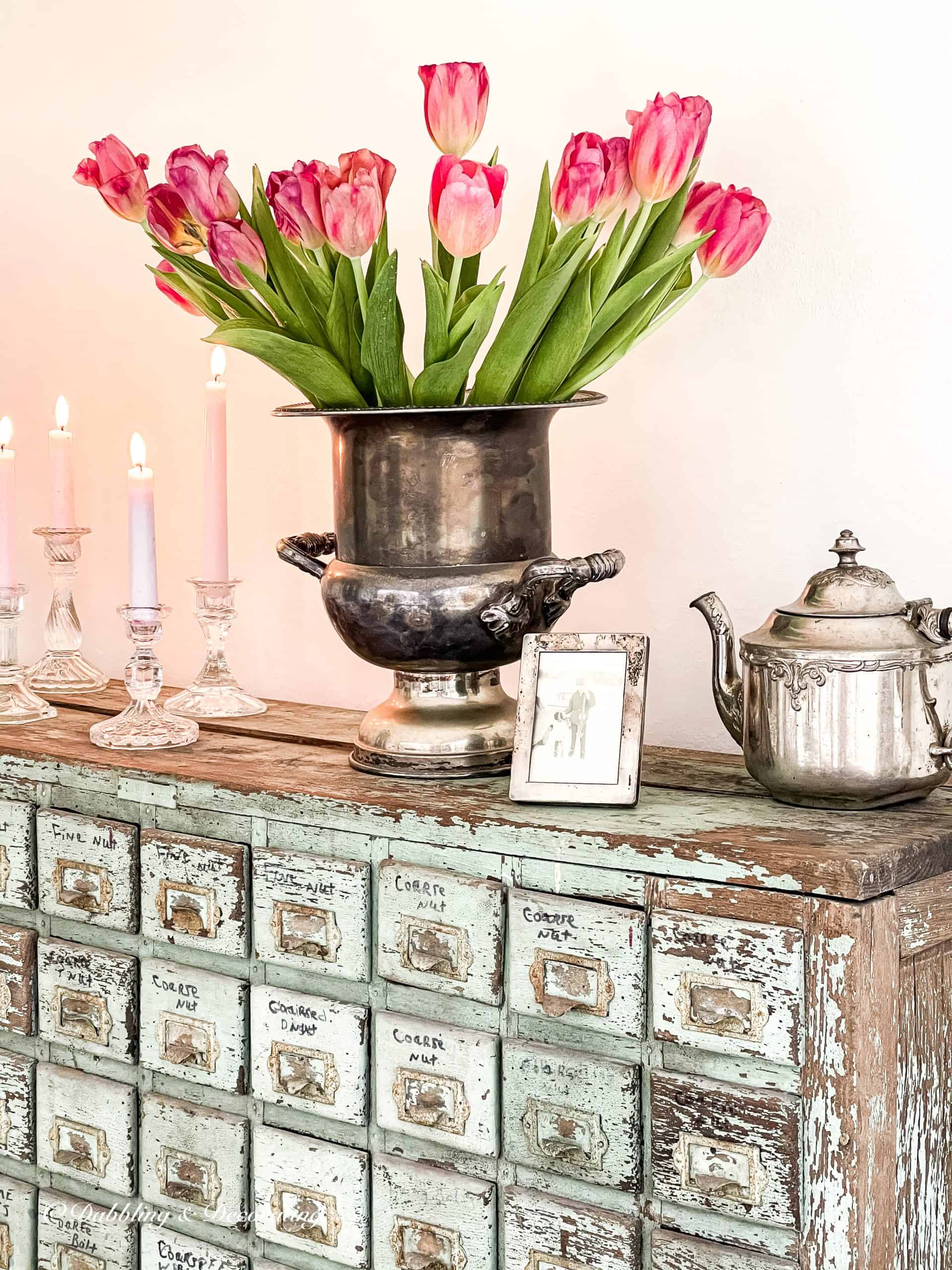 Green Chippy Apothecary Cabinet | Dabbling & Decorating