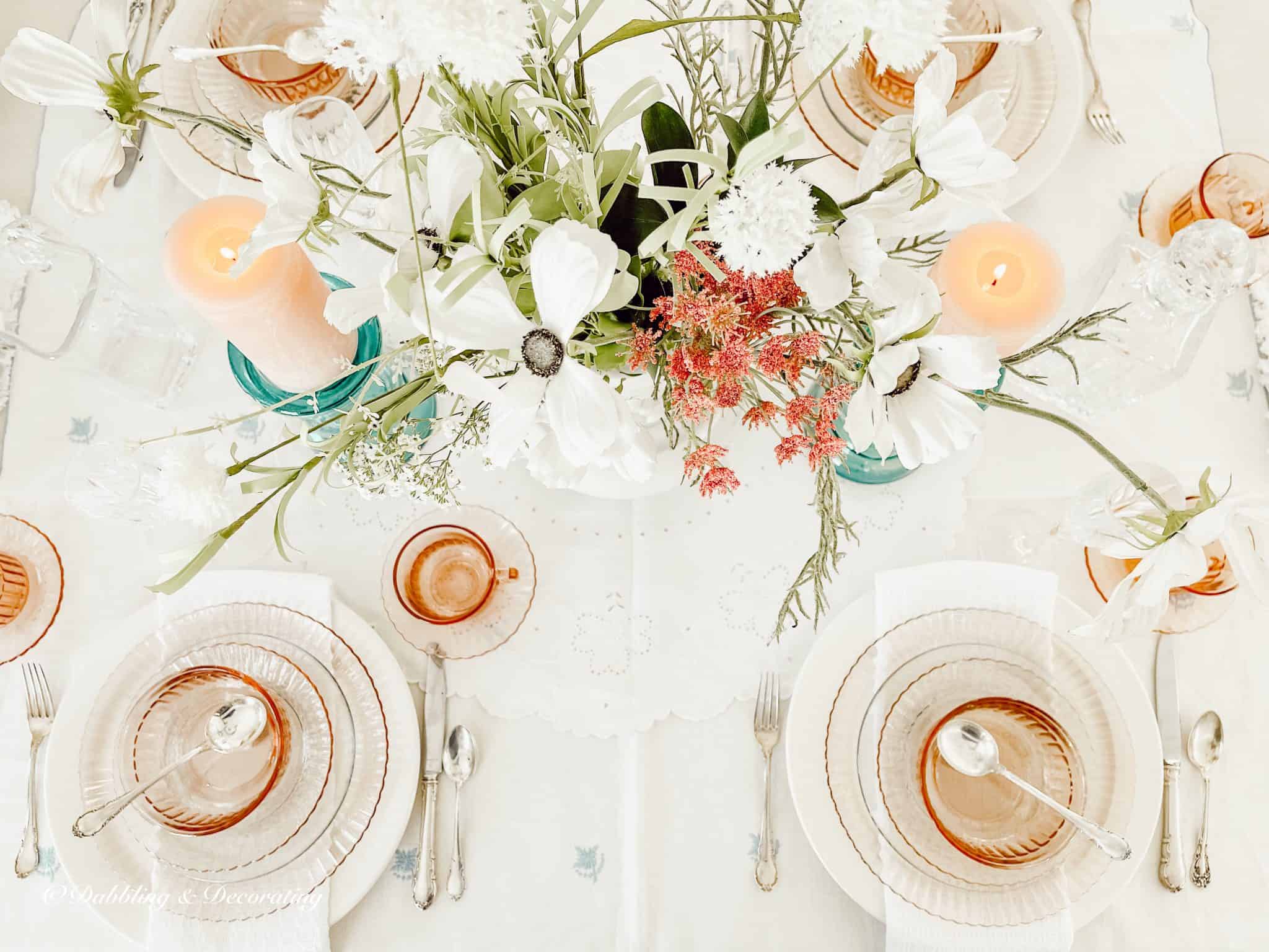 Depression Glass Cherry Blossom: Table Setting – Dabbling & Decorating