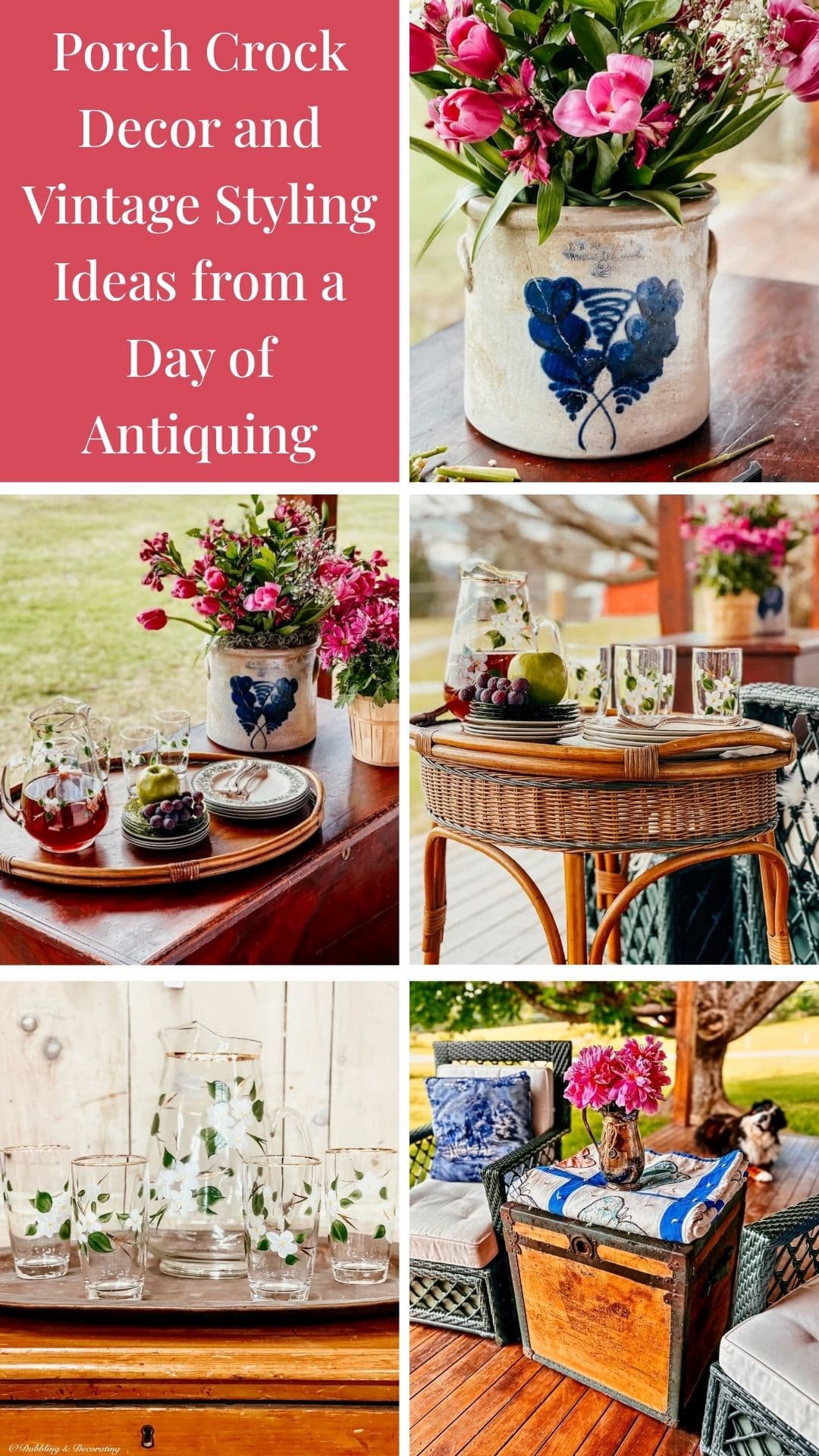 Porch Crock Decor and Vintage Styling Ideas from a Day of Antiquing