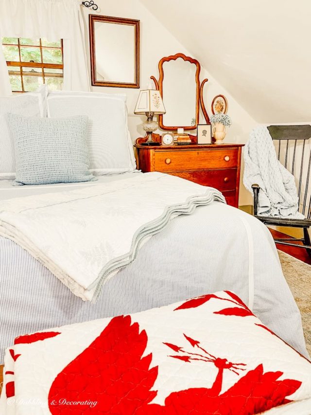 Antique Oak Dresser with Mirror Makeover for a Cozy Vintage Bedroom