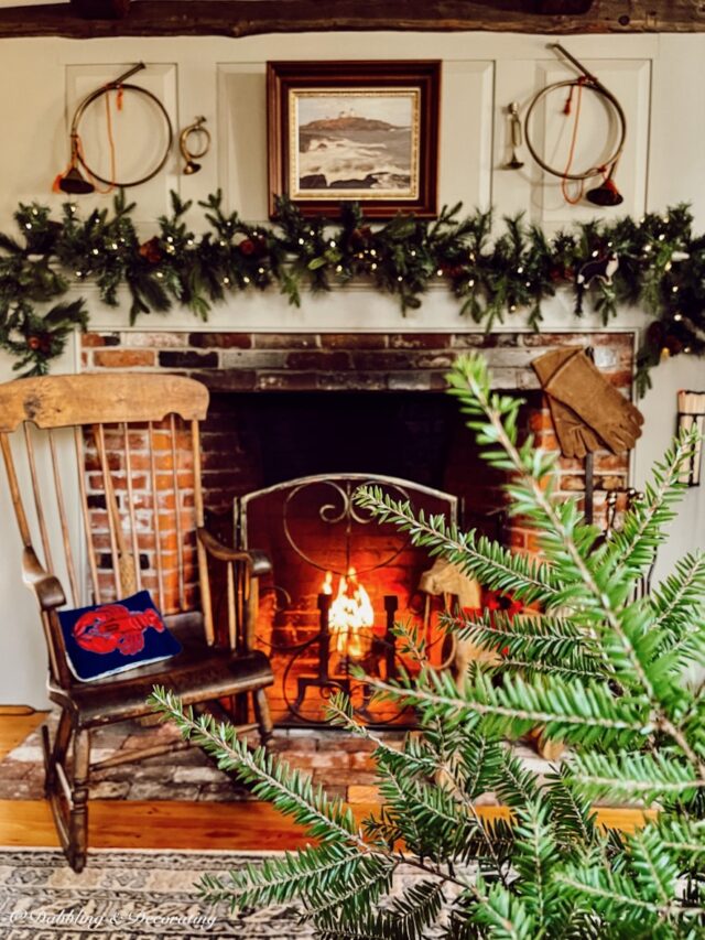 Cozy Christmas Fireplace Decor for Colonial Home | Dabbling & Decorating