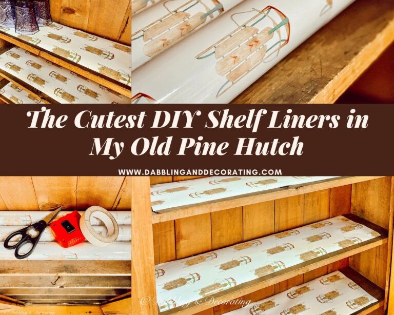 Shelf Liners With Vintage Sled Gift Wrap | Dabbling & Decorating