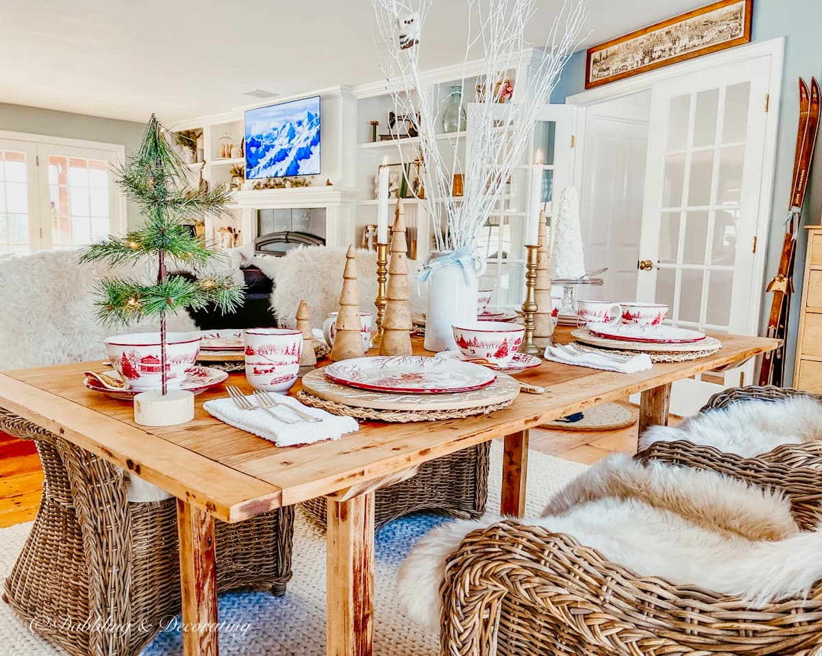 Winter Dining Room with Ski Lodge Decor | Dabbling & Decorating