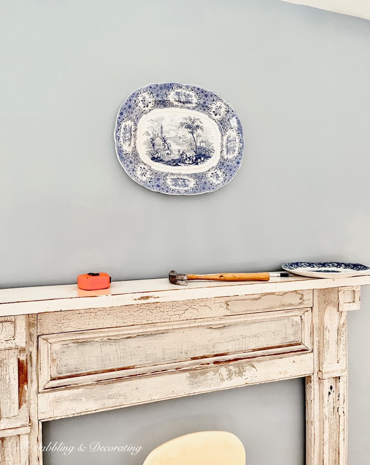 How to Create a Vintage Plate Wall with Blue and White Platters