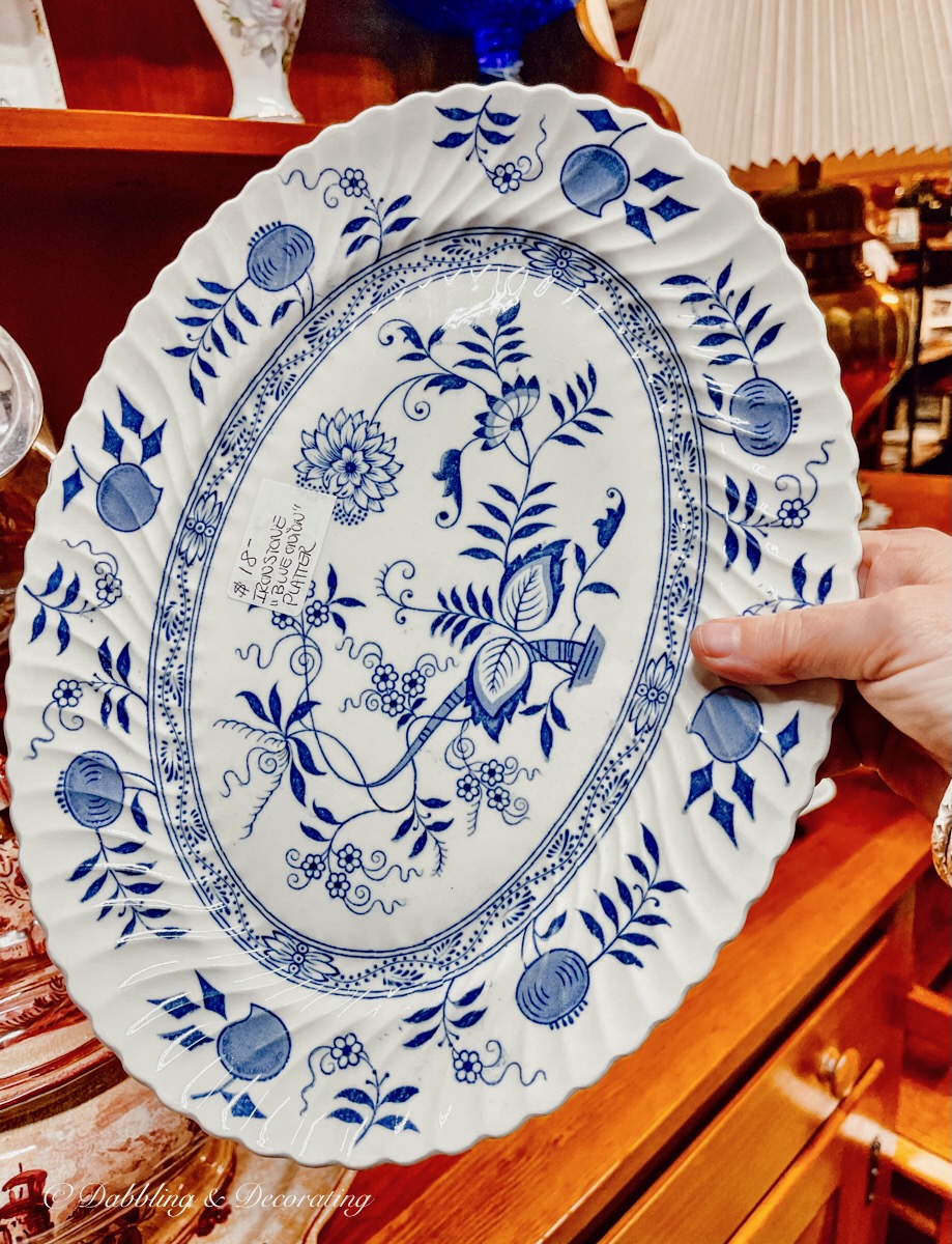 How to Create a Vintage Plate Wall with Blue and White Platters