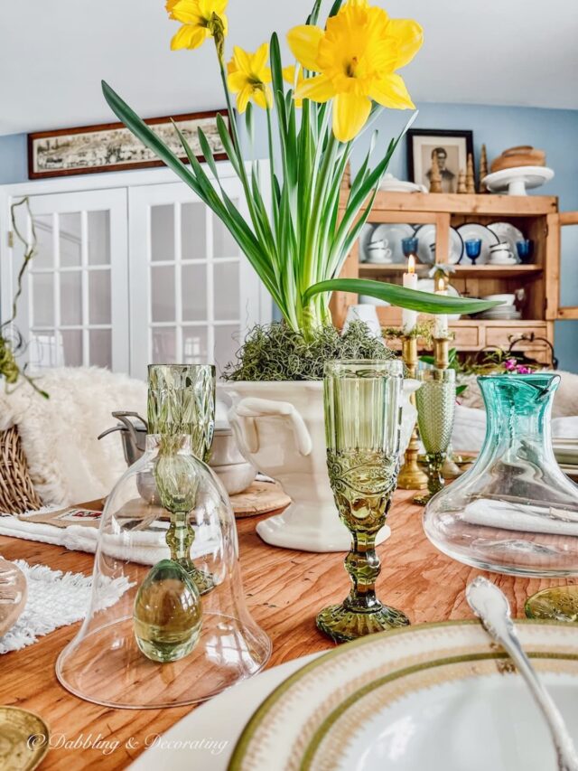 Spring Tablescape with Daffodils: Irish Green Table Decorations with ...