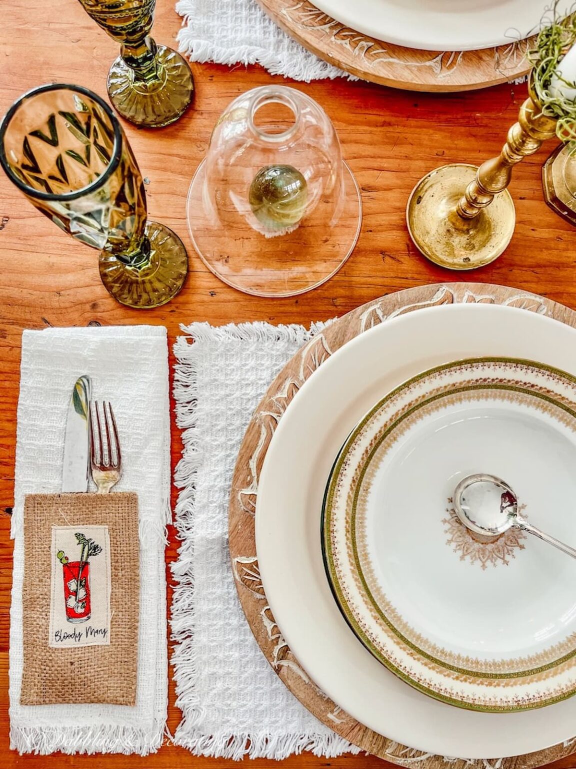 Vintage Tablescape with Irish Green and Daffodils