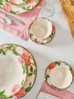 Desert Rose Dishes: Vintage Table Setting with Timeless Style