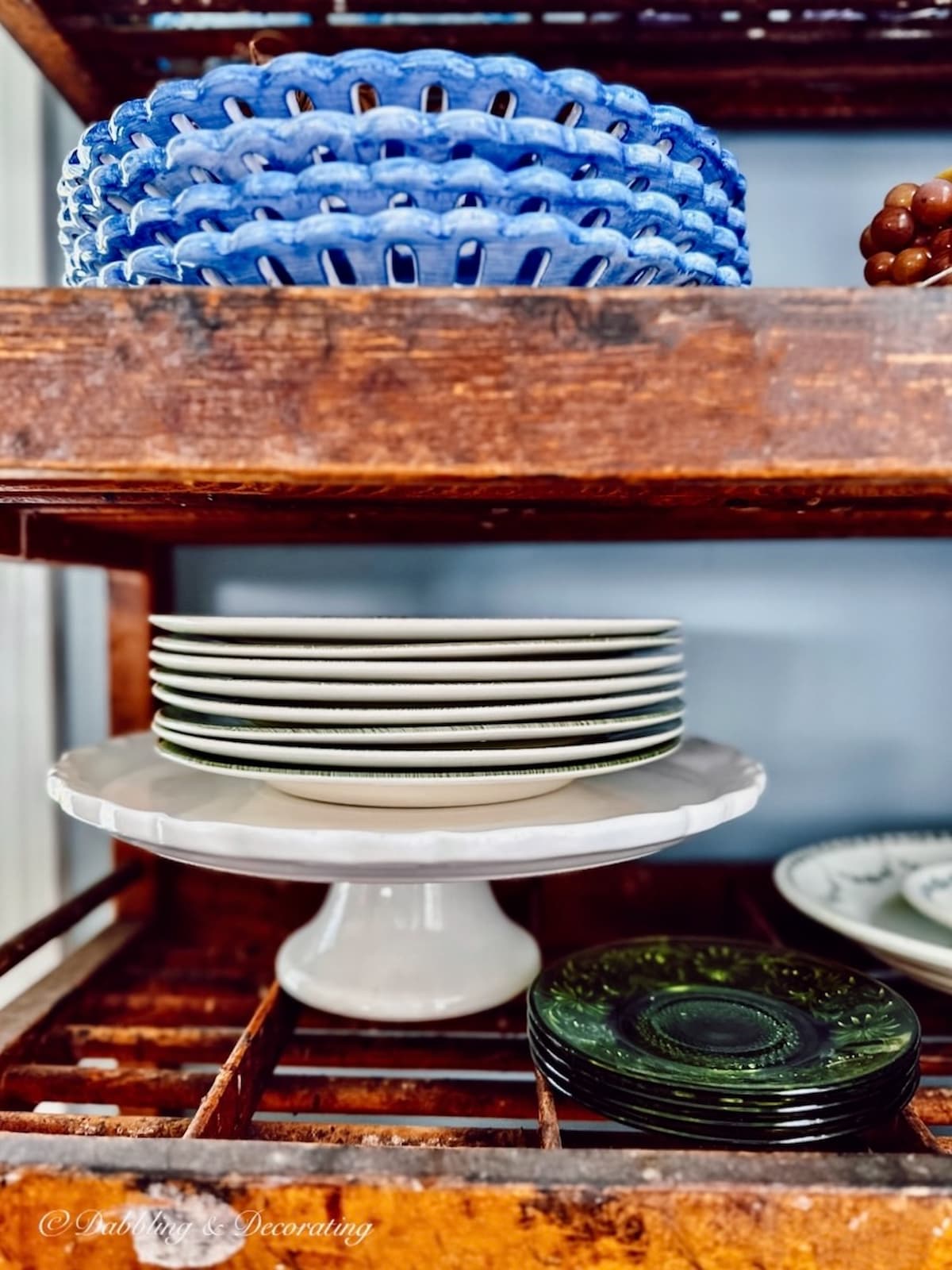 Styling Tip: How to Display Vintage Dishes in an Antique Cobbler’s Rack