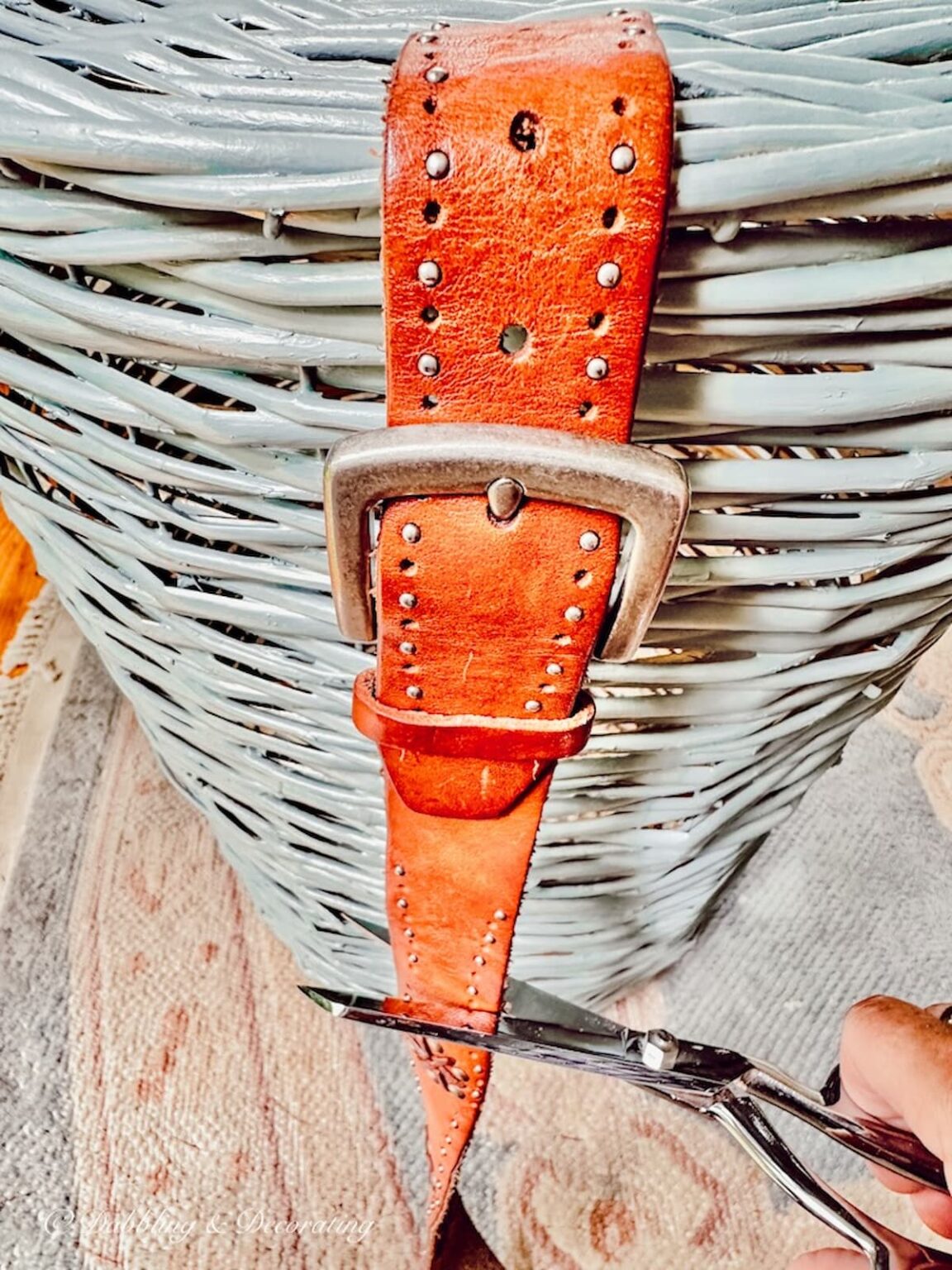 DIY Basket Woven With Leather Belt | Dabbling & Decorating