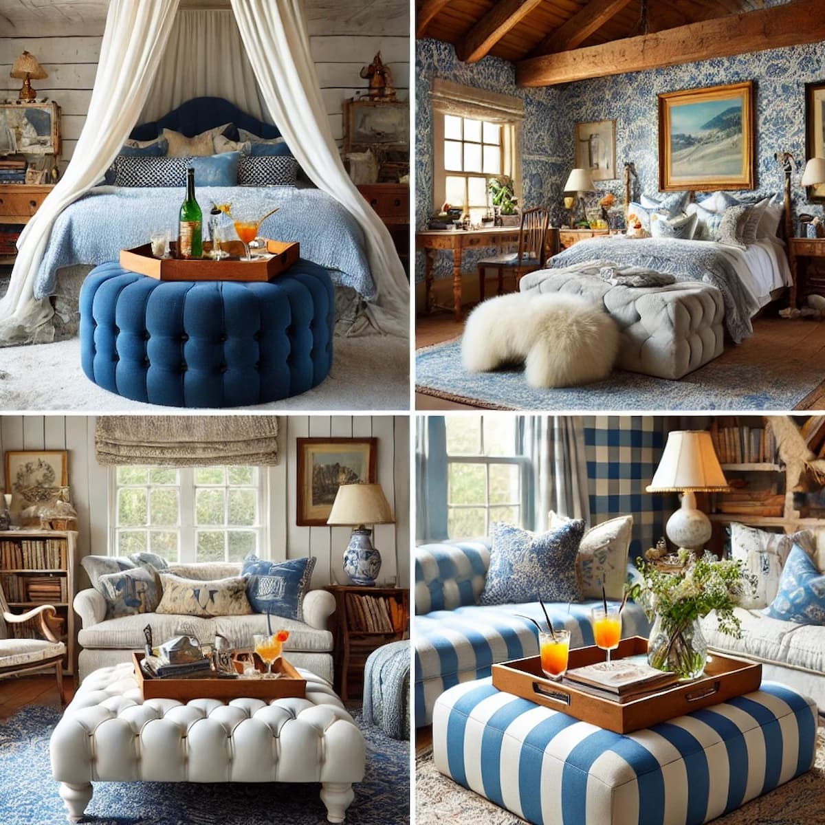 Ottoman Decor Ideas with Vintage Charm for a Cozy, Slipcovered Living Room