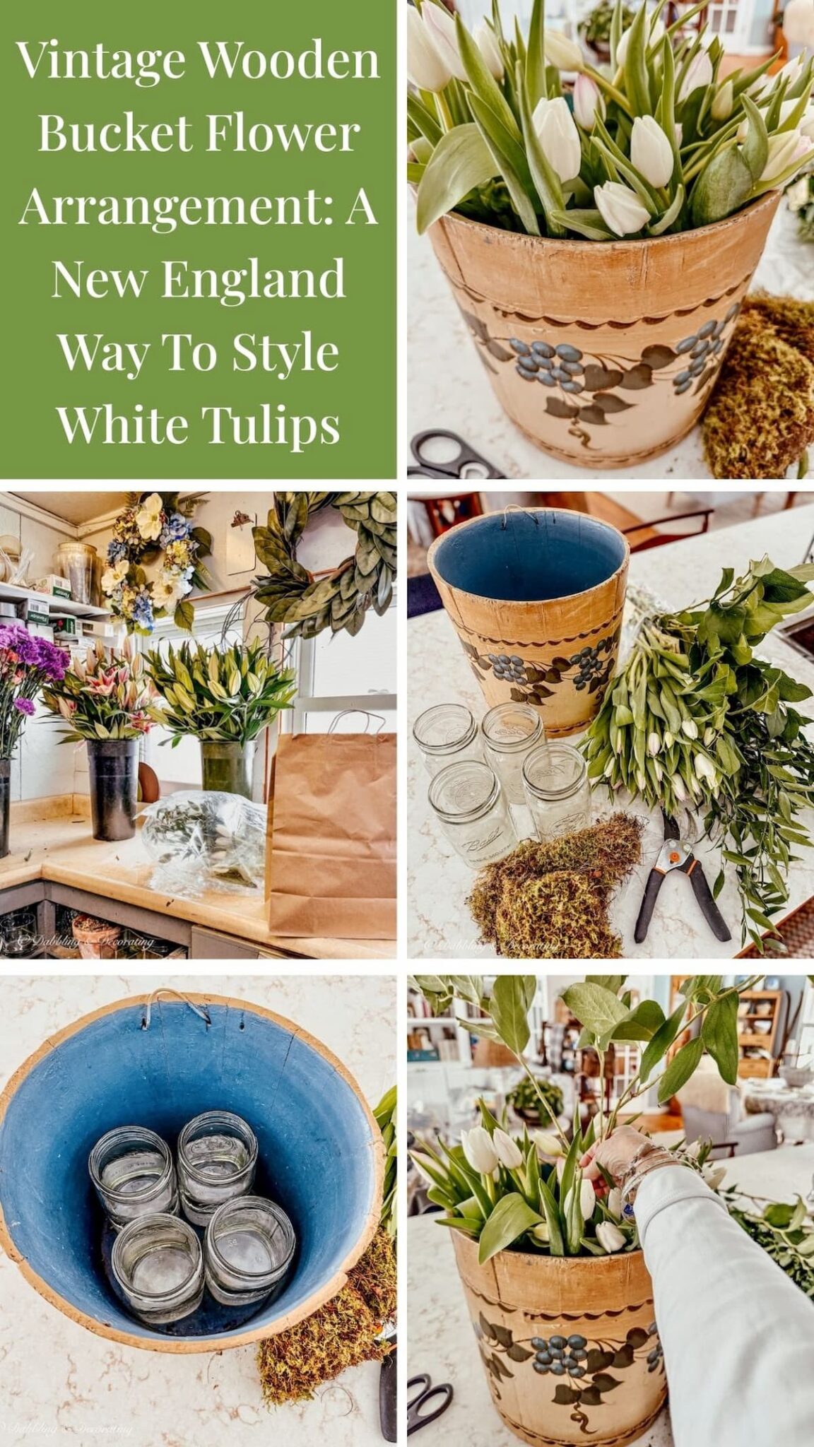 Vintage Wooden Bucket Flower Arrangement: A New England Way To Style ...